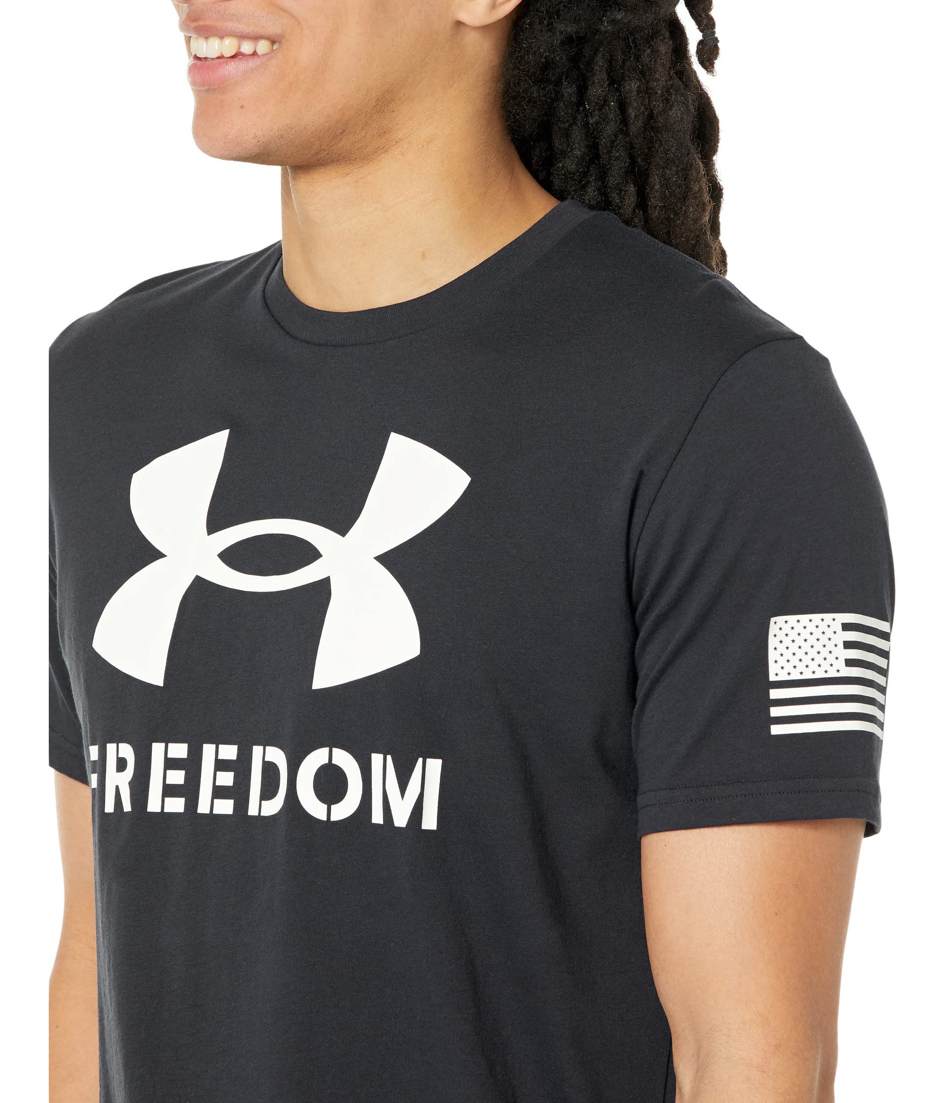 Under Armour Men's New Freedom Logo T-Shirt, Black (001)/White, Large