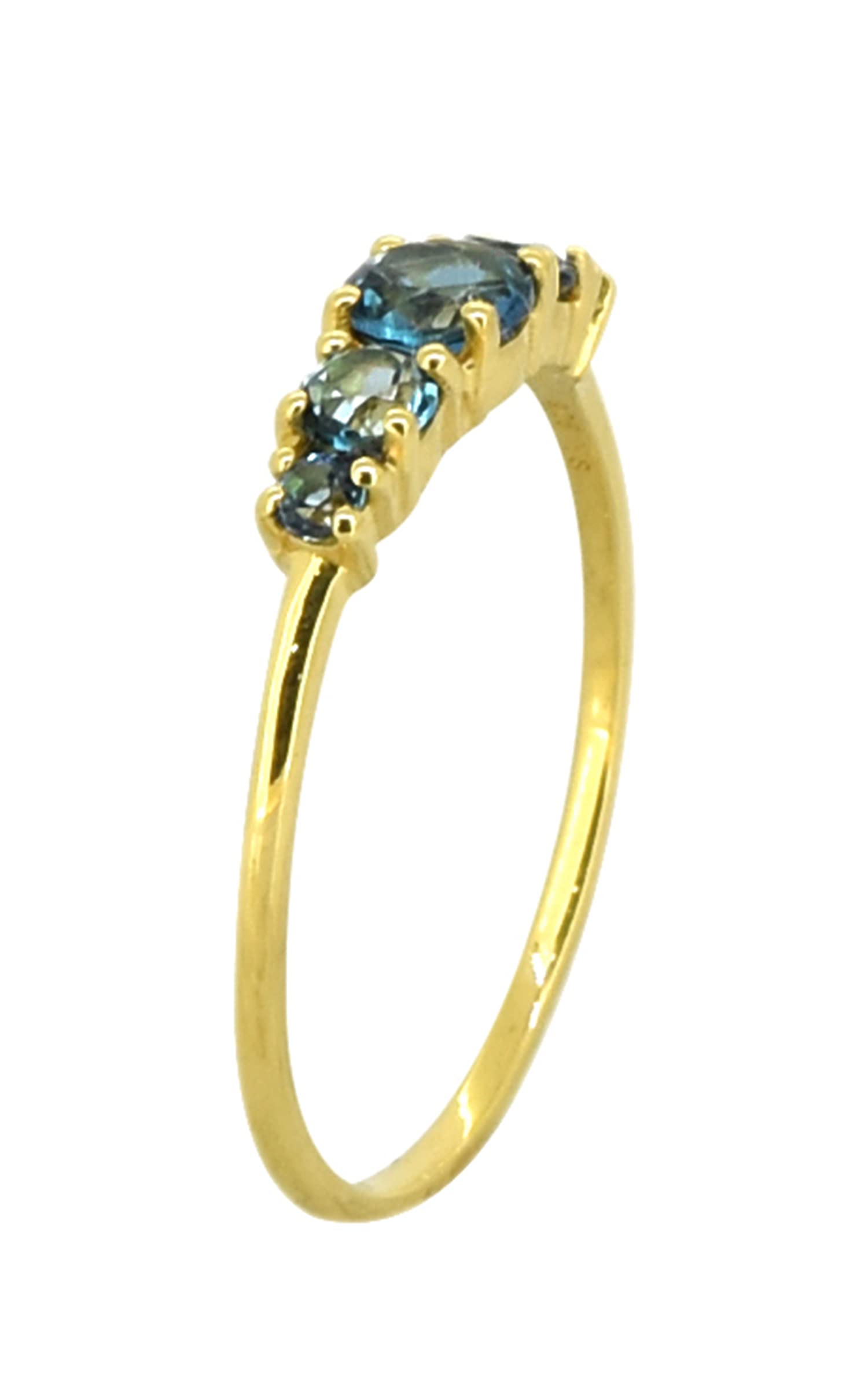 YoTreasure Petite London Blue Topaz Five-Stone Ring 18K Gold Plated Silver