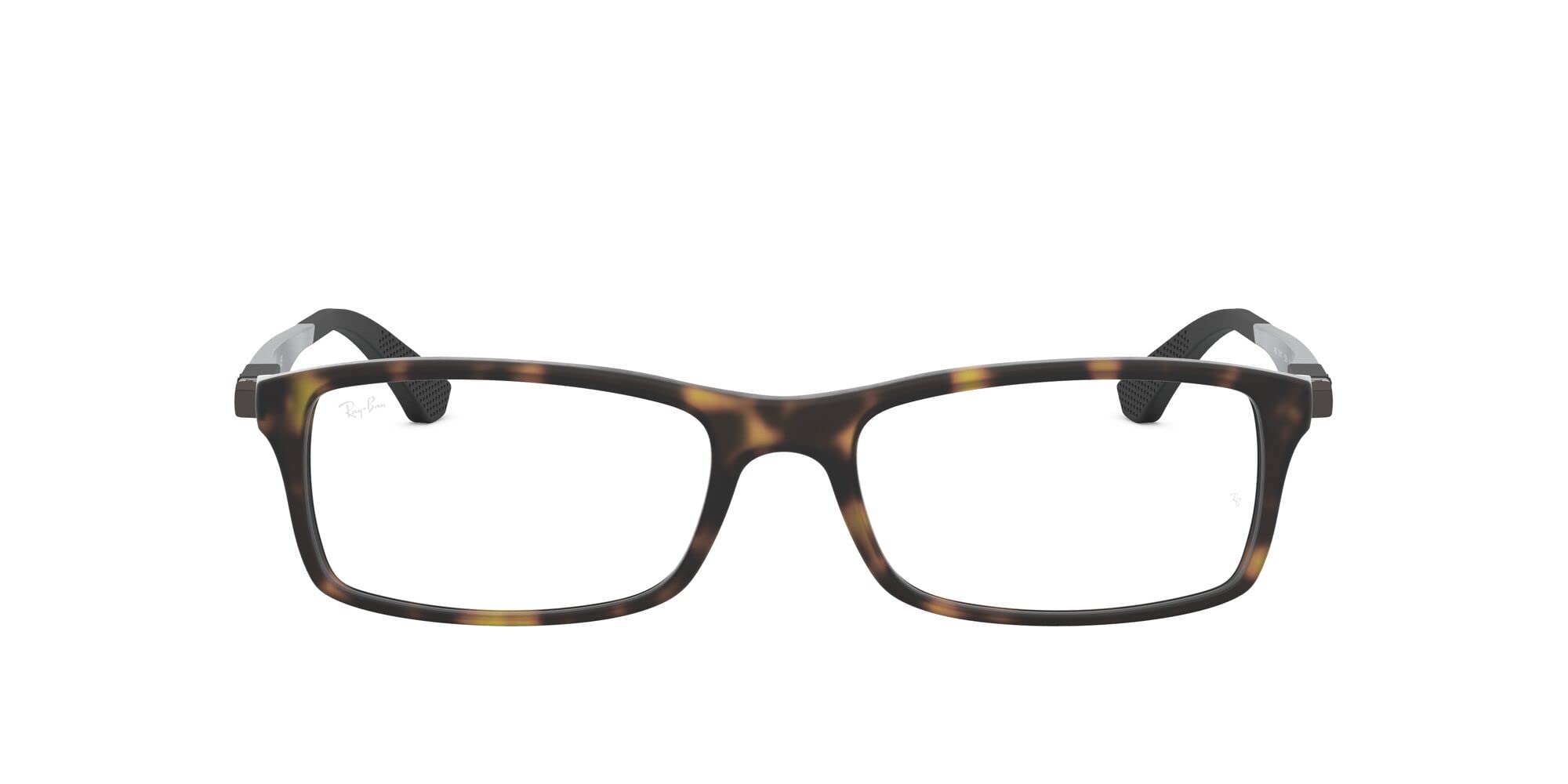 Ray-Ban RX7017 Rectangular Prescription Eyeglass Frames, Matte Black/Demo Lens, 52 mm