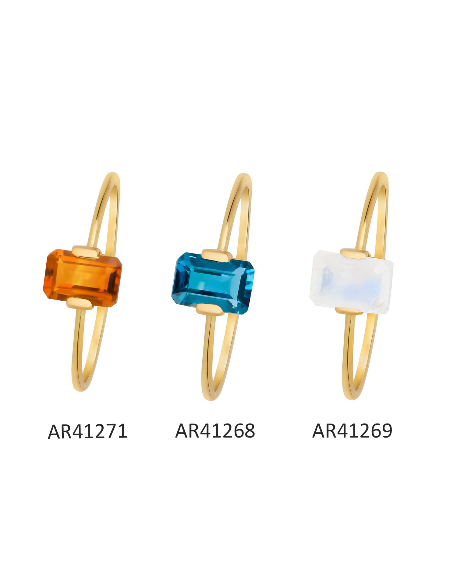 YoTreasure Rainbow Moonstone 14K Yellow Gold Solitaire Ring Jewelry