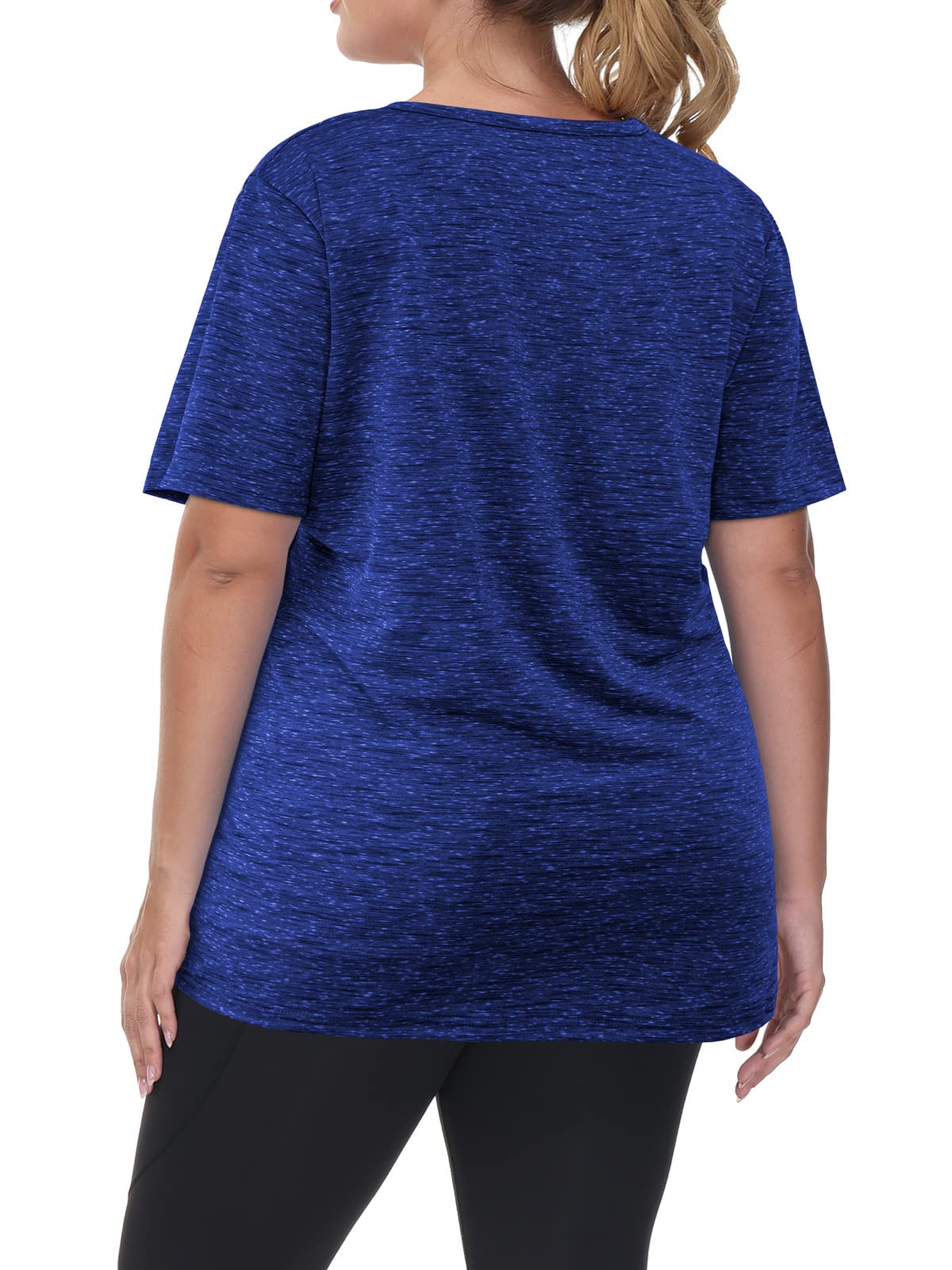 Uoohal Plus Size Workout Yoga Tops for Women Athletic Active Short Sleeve Tee Shirts 34# Blue 2X