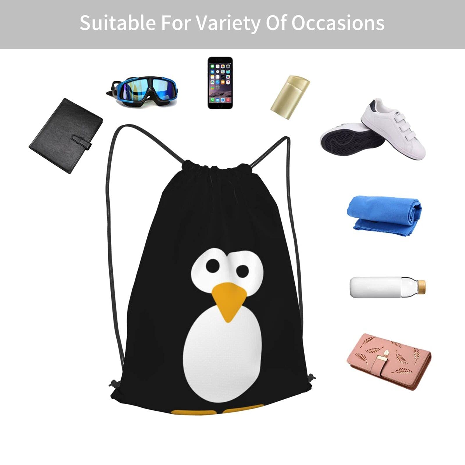 TumzfhQ Drawstring Gym Backpack for Men Women Penguin Pattern Lightweight String Bag Sackpack Workout Bag Use for School Traveling Sport Yoga Shopping Beach