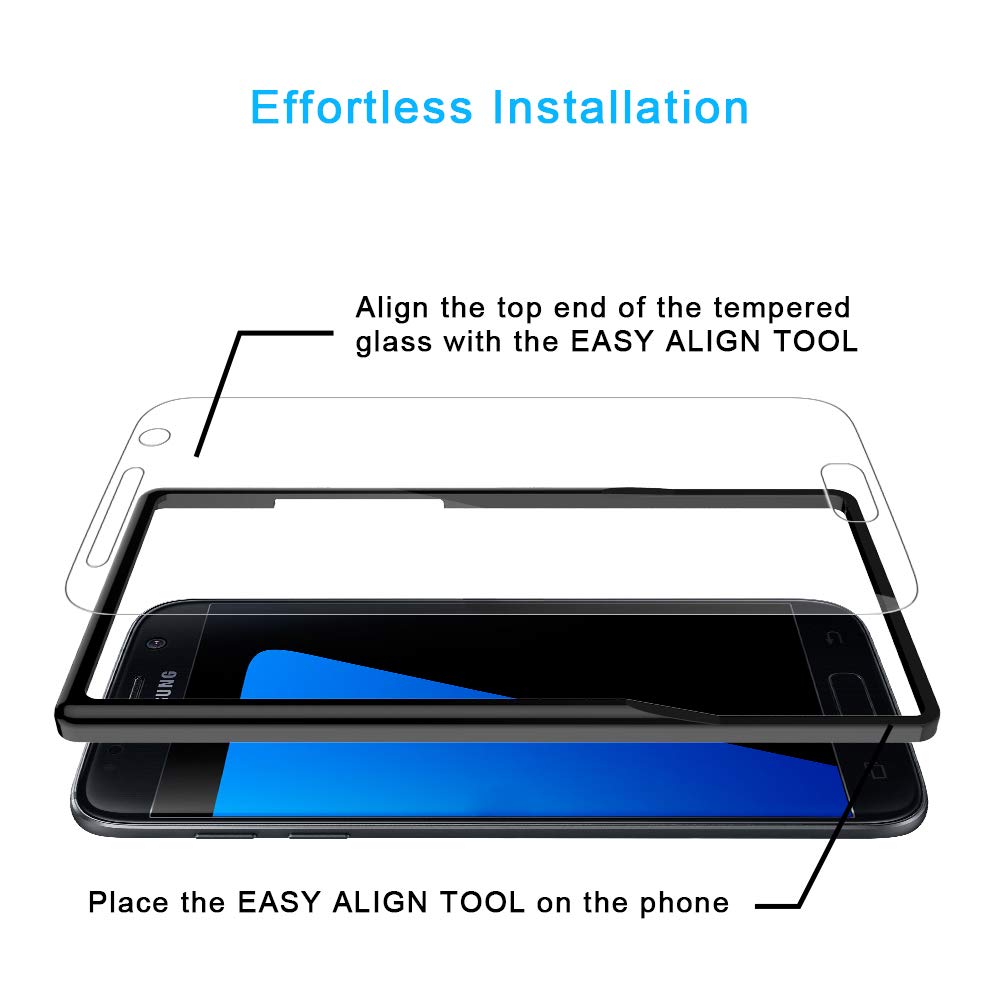 TOCOL 3 Pack for Samsung Galaxy S7 - Screen Protector Tempered Glass HD Clarity Touch Accurate 9H Hardness Easy Installation Tray