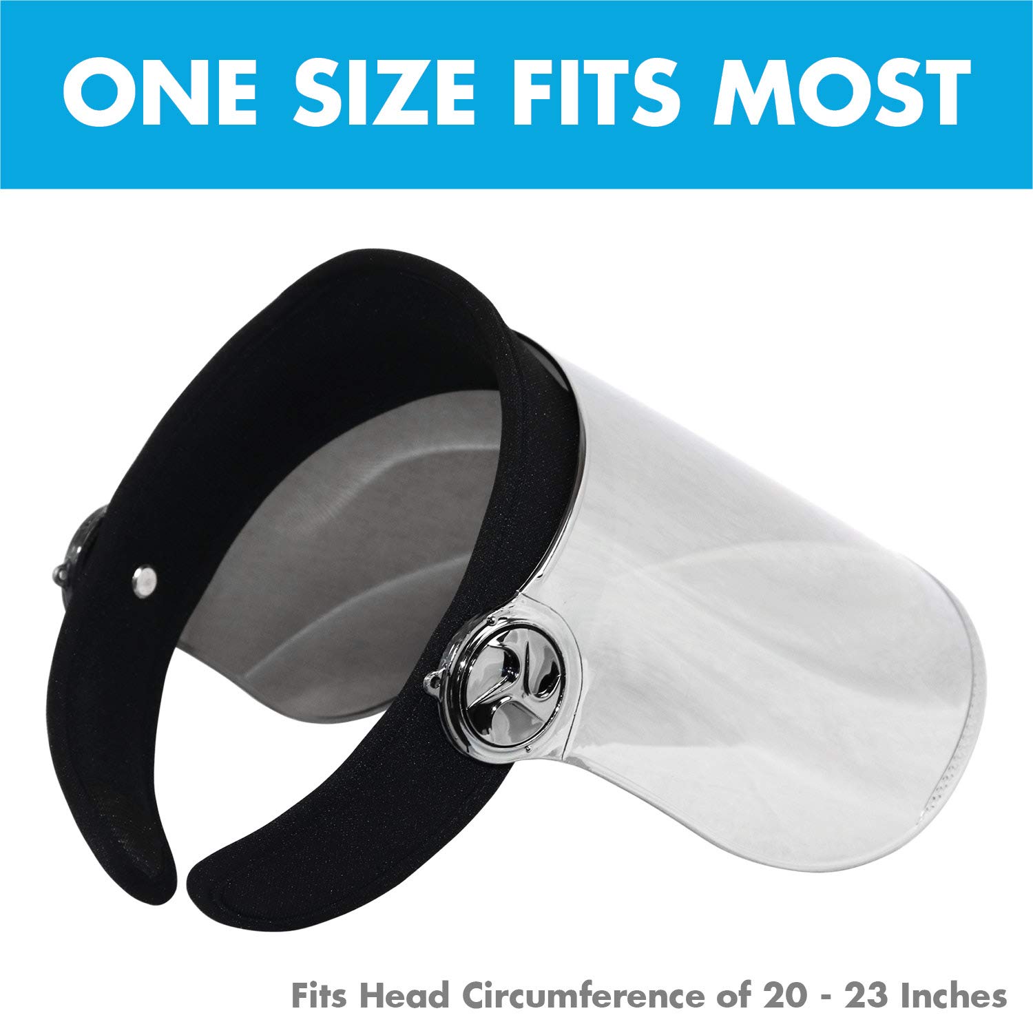 Sun Visor Hat Cap UV Protection - Premium Adjustable UPF 50+ Solar Headband Face Shield for Hiking, Golf, Outdoors (Black Band/Mirror Visor)