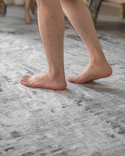 RESARE Modern Abstract Area Rugs 8x10 Distressed Rug Machine Washable, Ideal Home Decor, Gray