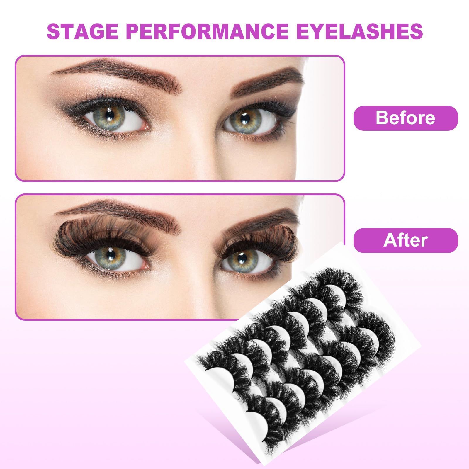 Zoe eyelashes (Dense) Mink Lashes Soft and skin friendly 25MM Long Dramatic，Wispy Clear Band Extension Volume Fluffy Fake Eyelashes 7 pairs