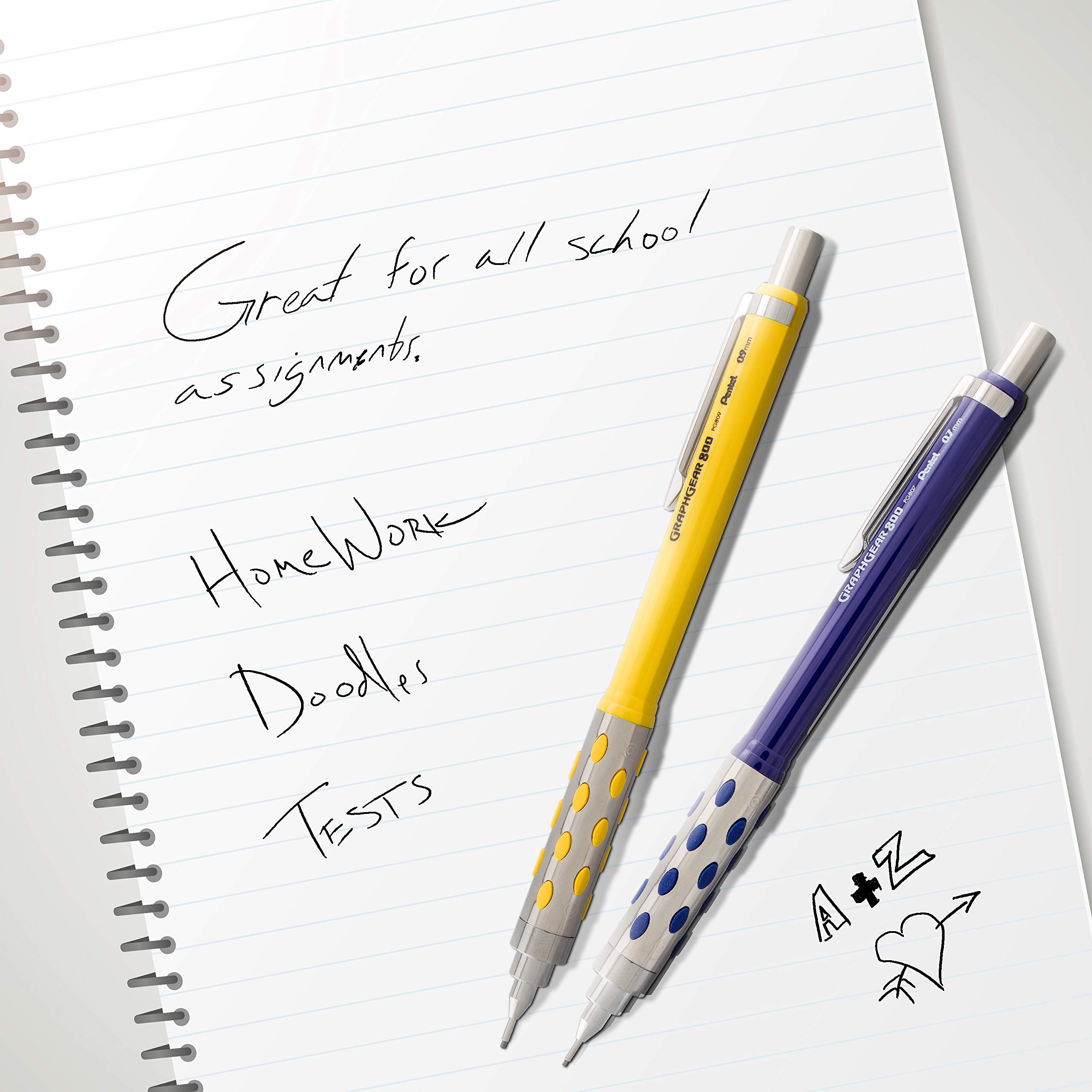 Pentel Graph Gear 800 Mechanical Drafting Pencil, 0.9mm, Yellow Barrel with Lead and Small Block Eraser (PG809LZBP)
