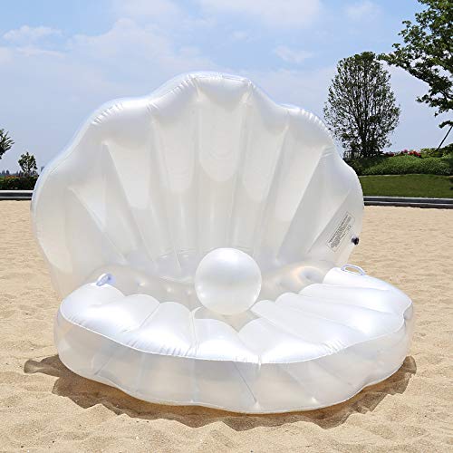 Swimming Pool Inflatable Float Colossal Sea Shell Pool Float Floating Bed Row Cushion for Beach Swimming Pool Seaside Shell Shape Water Sofa Floating Air Bed Water Floating Row Cushion for Beach Swimm