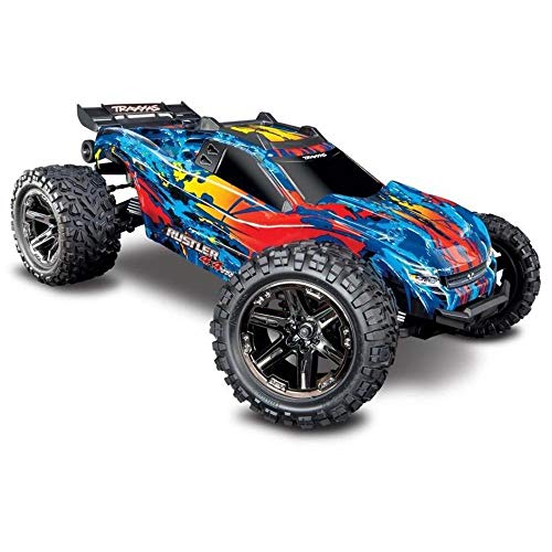 Traxxas Rustler 4x4 VXL, RC Truck, 65+ mph, Red Yellow