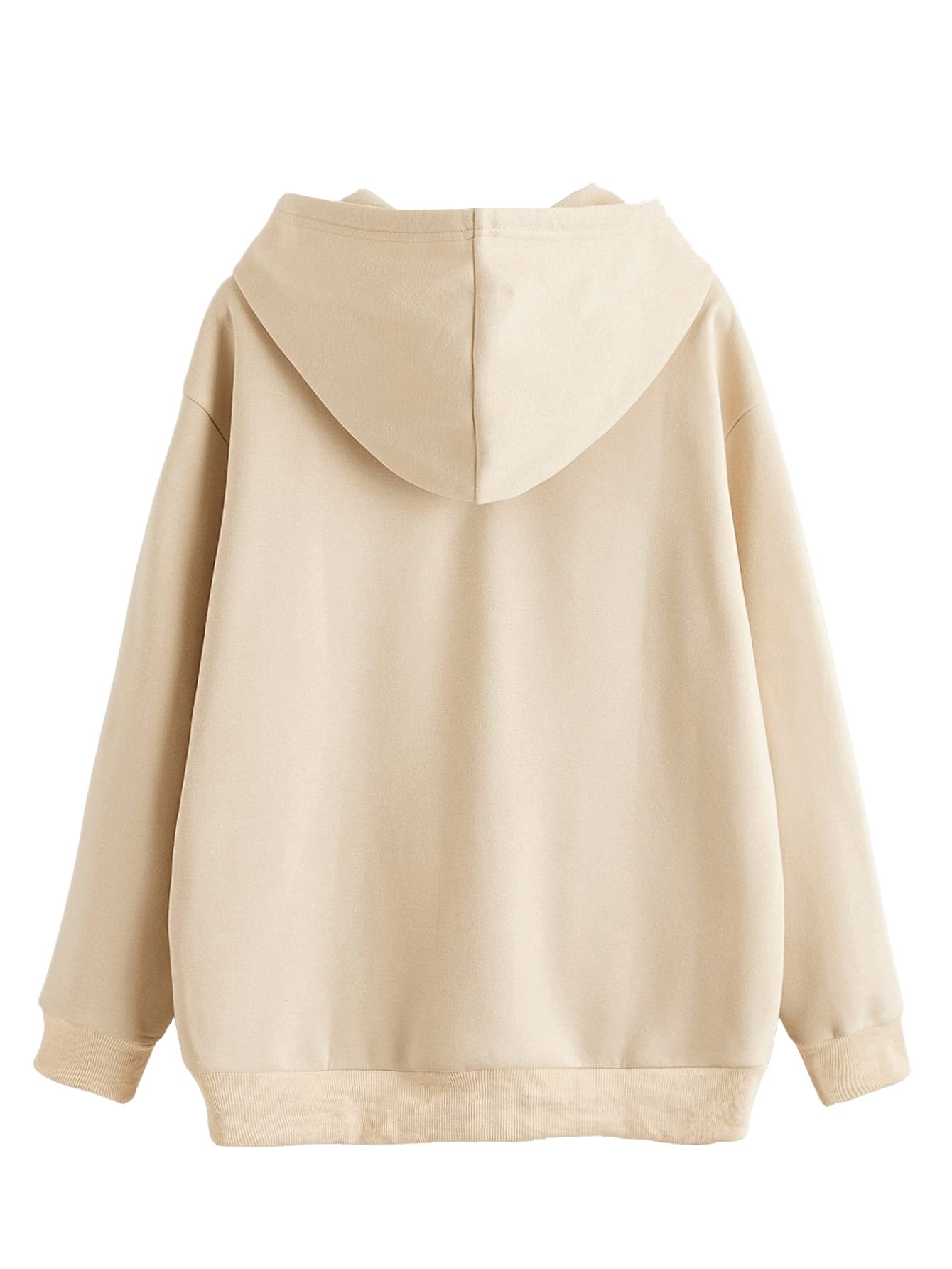 SweatyRocks Women's Hoodie Sweatshirt Cute Smile Letter Print Long Sleeve Pullover Tops Khaki S