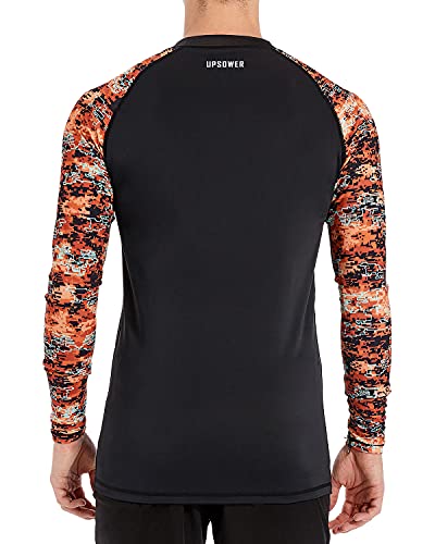 UPSOWER Men's Rash Guard Long Sleeve UPF50+ Swim Shirts(Pixel Golden M)