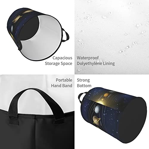 Solar Around Planet Sun Universe System Laundry Hamper With Handle Foldable Durable Laundry Basket Storage Bin Dirty Clothes Organizer Bag For Bedroom Bathroom Nursery