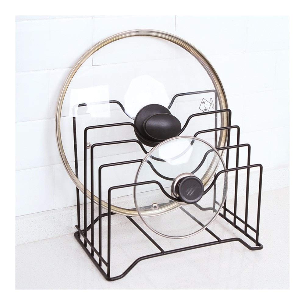 Pot Lid Holder Stainless Steel Pan Pot Cover Lid Rack Stand Spoon Holder Stove Organizer Storage Soup Spoon Rests Kitchen (Color : Black)