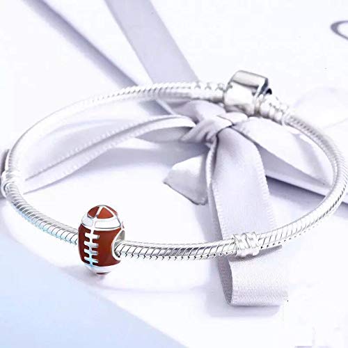Sport Charm Fit 3mm Bracelets & Bangles Necklace Authentic 925 Sterling Silver Charm Athletic Sports Charm (Rugby charm)