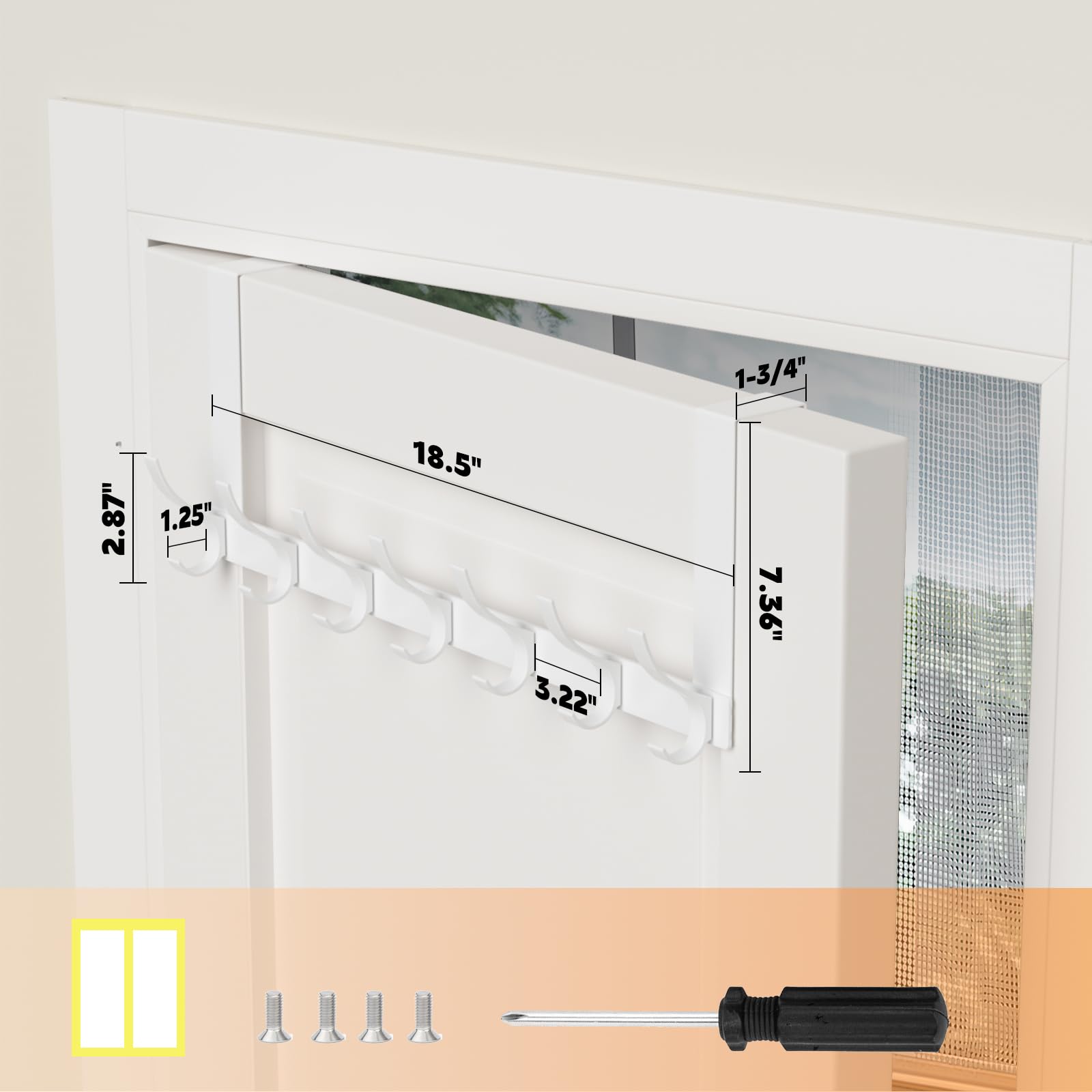 Peasulin Over The Door Hooks, Sturdy Door Hanger, Large Over The Door Towel Rack with 12 Hooks, Heavy Duty Easy to Install, for Bathroom, Bedroom,Kitchen,Hanging Towels, Coats (White).