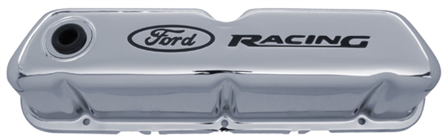 Proform 302071 Stamped Steel Valve Cover with Chrome Emblem for Ford