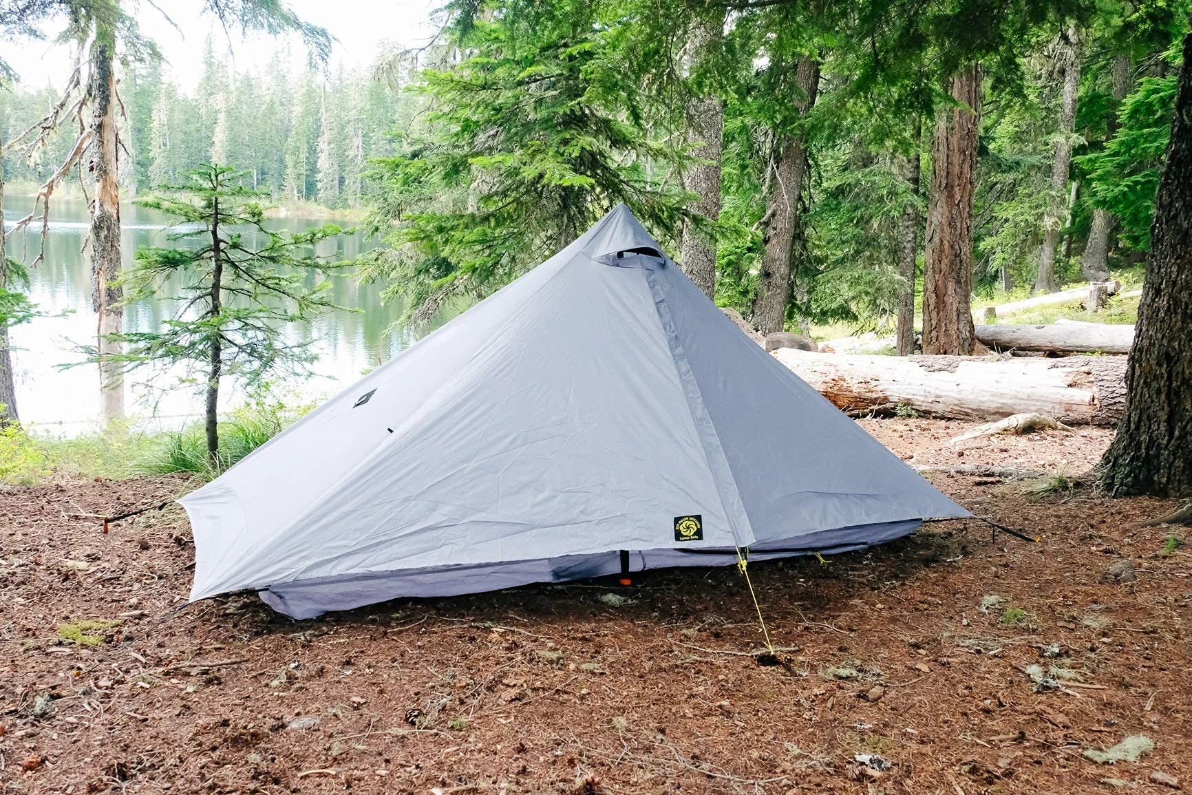 Six Moon Designs Lunar Solo Gray 1 Person Ultralight Tent. 26 oz. Backpacking Tent. 100% Silicone Coated Polyester Material for Reduced Fabric Stretch & Volume. Trekking Pole Setup.