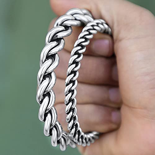 VY JEWELRY Heavy Power Big 12MM - 925 Solid Sterling Silver Cuff Bangle Bracelets β Made in Thailand