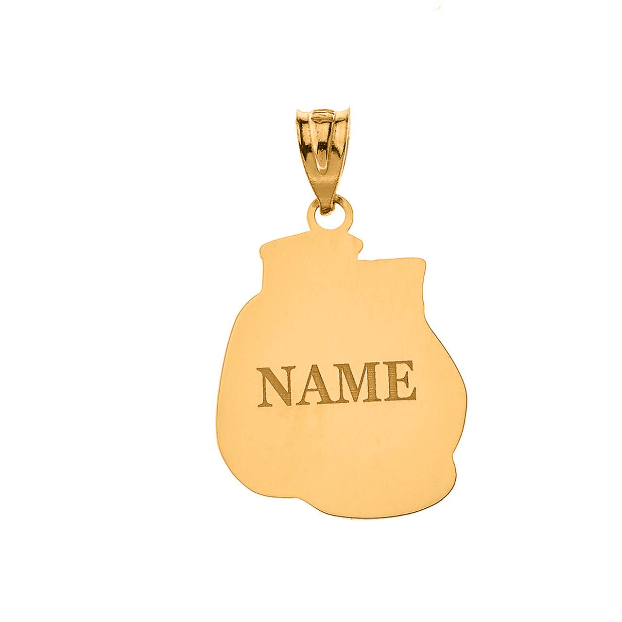 Sports Charm Certified 14k Yellow Gold Personalized Boxing Gloves Pendant with Your Name