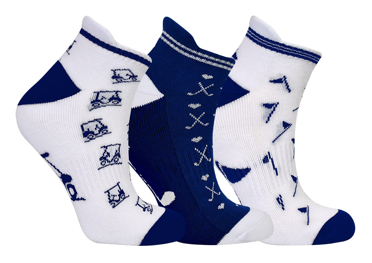 Surprizeshop Ladies Golf Socks (3 Pack) | Cushioned Sole | Extended Tab at rear | One Size US 6-9 | Compression Fit for Support & Comfort | Womens Golf Socks (Navy)