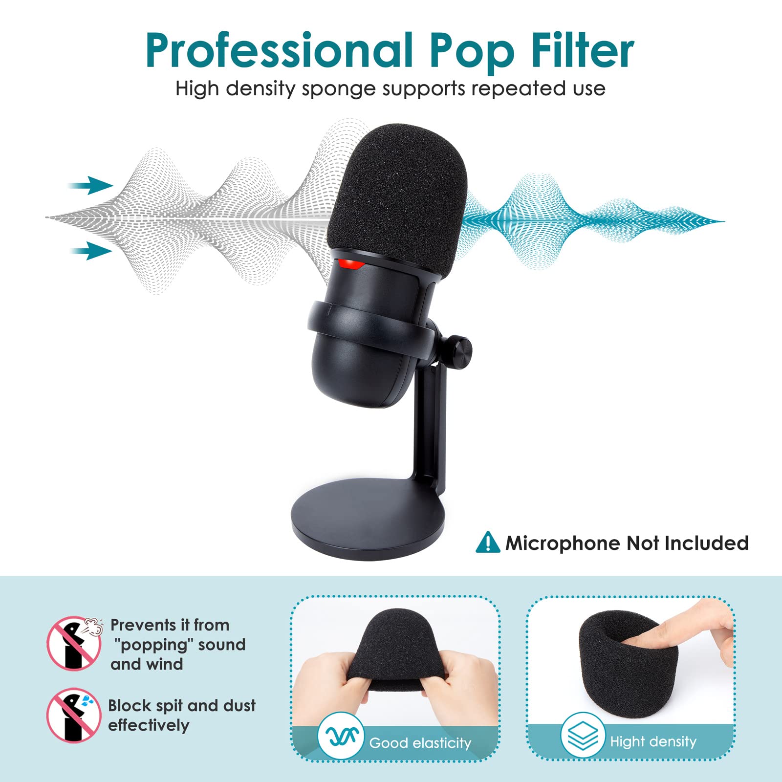YOUSHARES SoloCast Microphone Windscreen - Professional Foam Mic Covers Mic Windscreen Compatible with HyperX SoloCast Mic for Filter Ambient and Breathing Winds