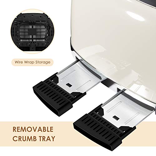REDMOND 4 Slice Toaster Retro Stainless Steel Toasters with Bagel Defrost Cancel Function, 6 Browning Settings, Cream, ST033 WT-340C