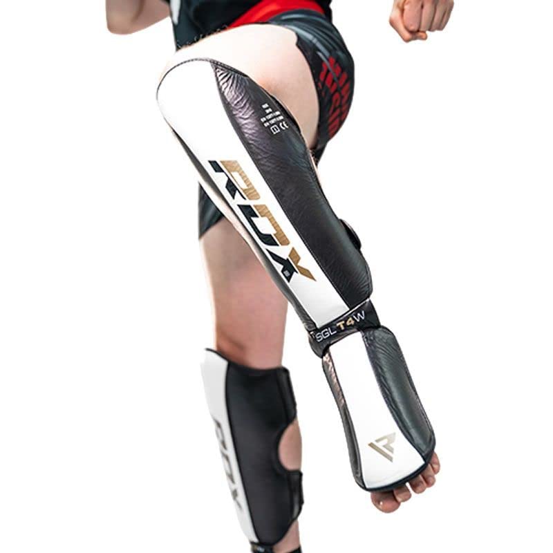 RDX Shin Guards for Muay Thai, Kickboxing and MMA Training , Approved by SATRA, Cowhide Leather Instep Leg Protector Foam Pads for Martial Arts, Sparring, Protective Gear for Boxing