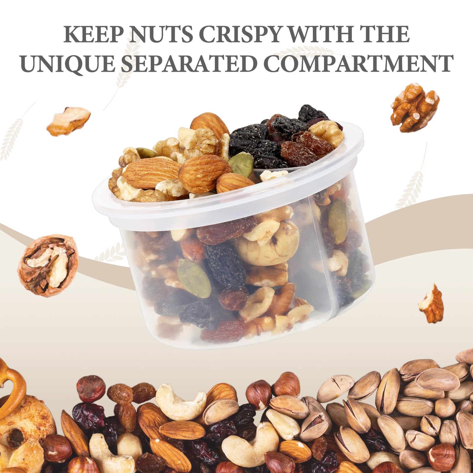SOLIGT 4 Pack Overnight Oats Containers with Lids, Folding Spoons and Divided Compartments for Fruit & Nuts, Small Glass 16oz Mason Jars for Oatmeal (4 Set-Oat White/Green/Rose/Blue)