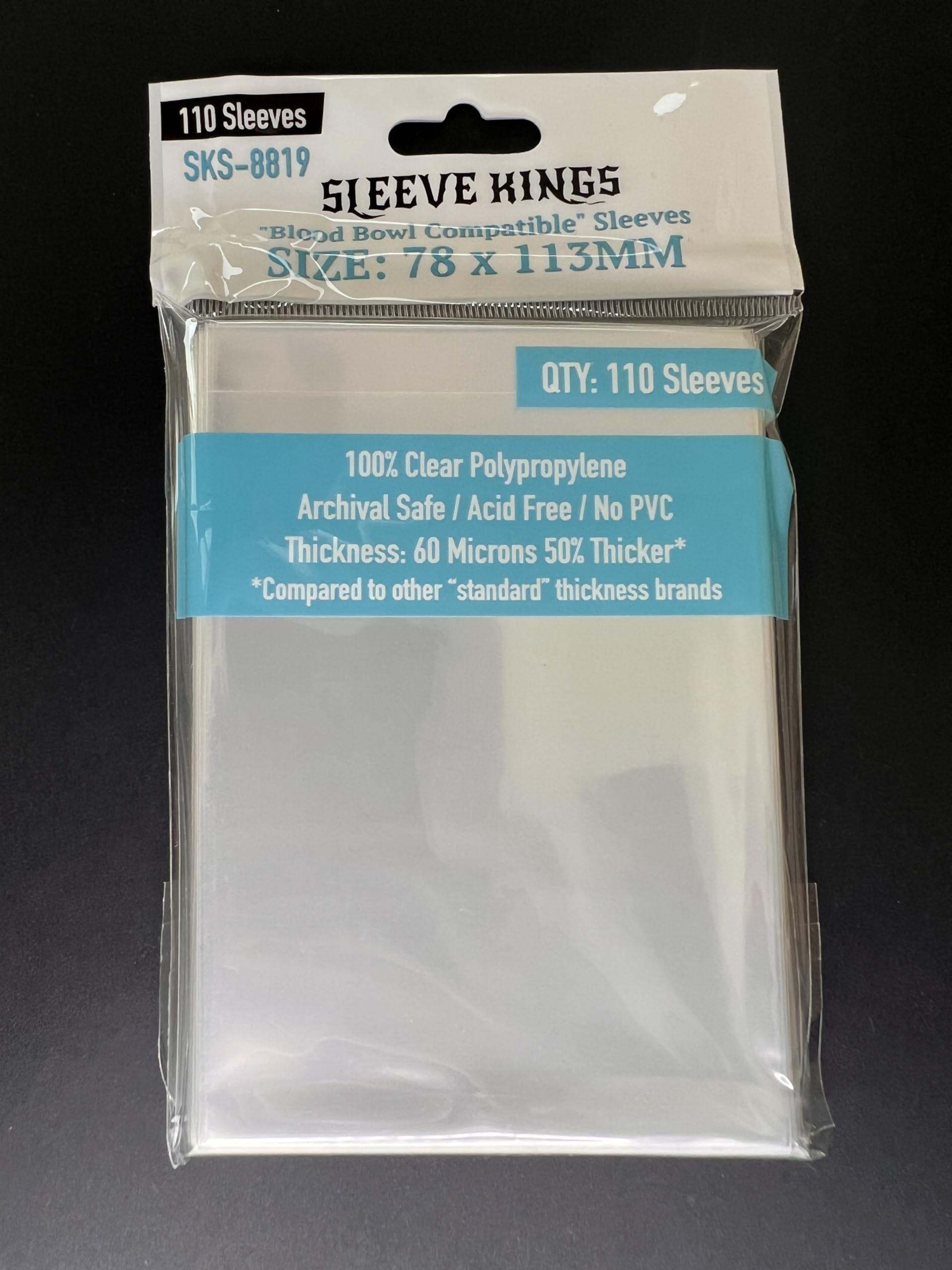 Sleeve Kings Blood Bowl Compatible Sleeves (78x113mm) -110 Pack, 60 Microns
