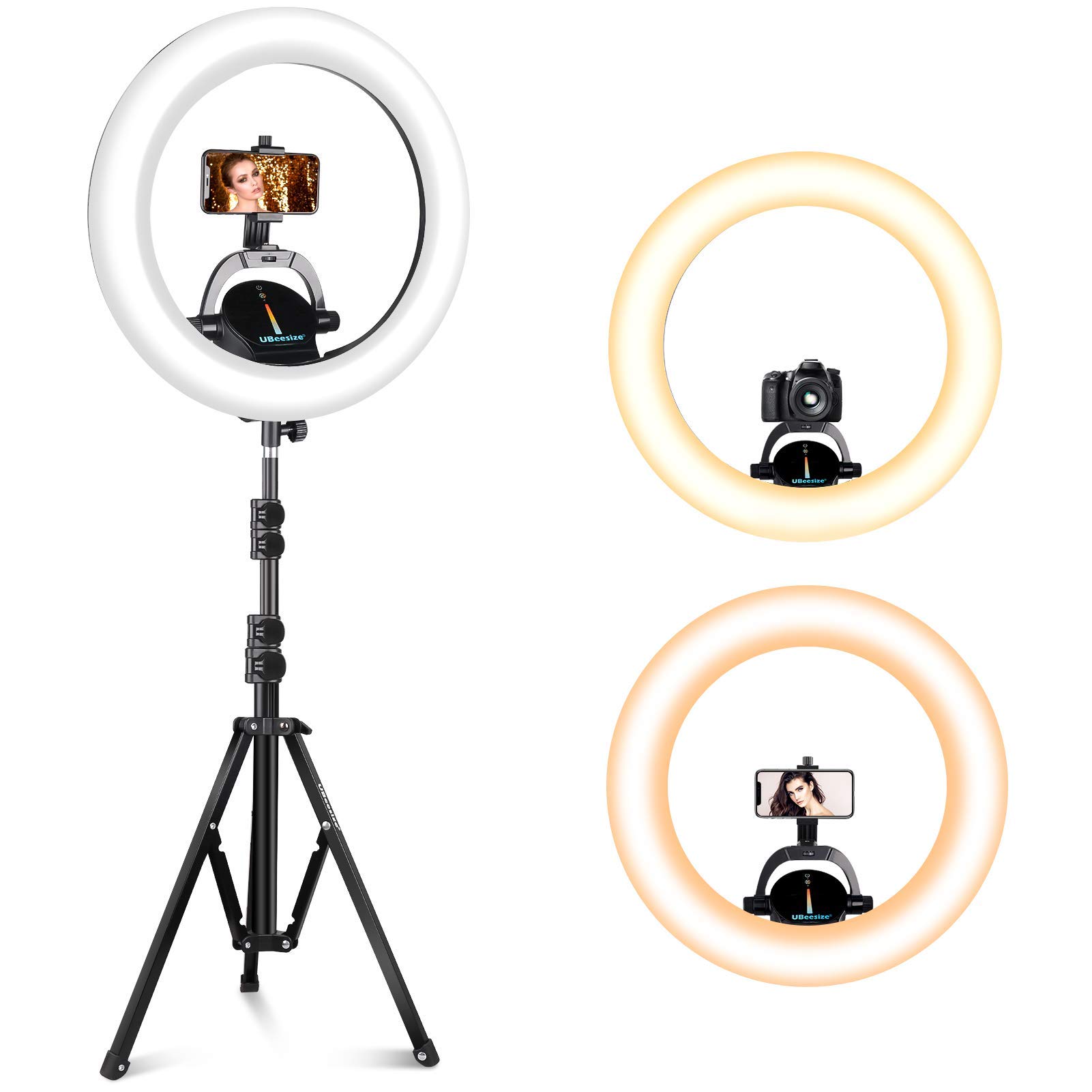 UBeesize Ring Light Kit: 17.5” Led Ring Light with Wireless Control, Professional Bi-Color 3000K-6000K Circle Lights, Up to 5000Lux, Compatible with DSLR Cameras, Cell Phones and Webcams