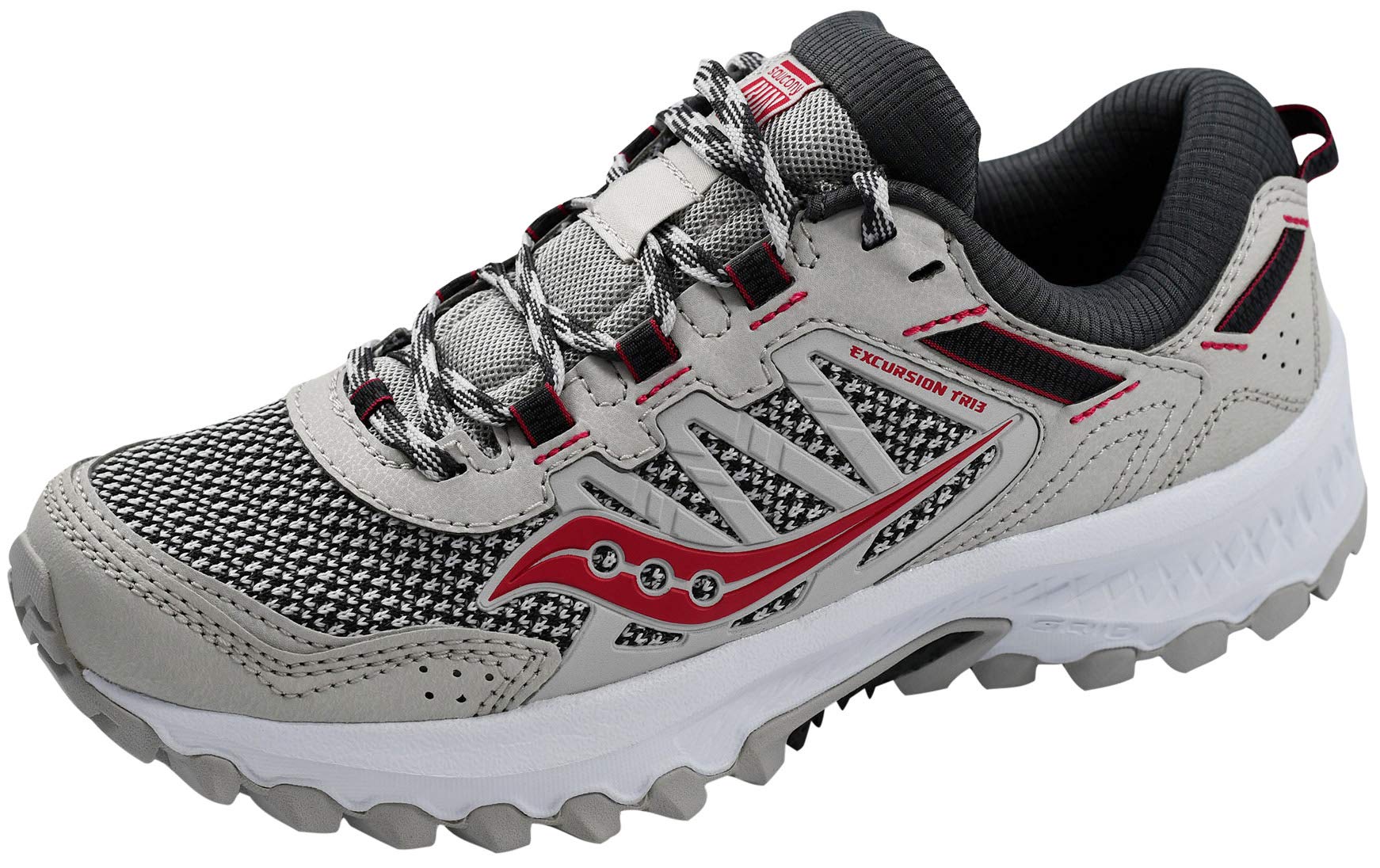 Saucony Women's Versafoam Excursion Tr13 Trail Running Shoe, Grey/Black/Burgundy, 8