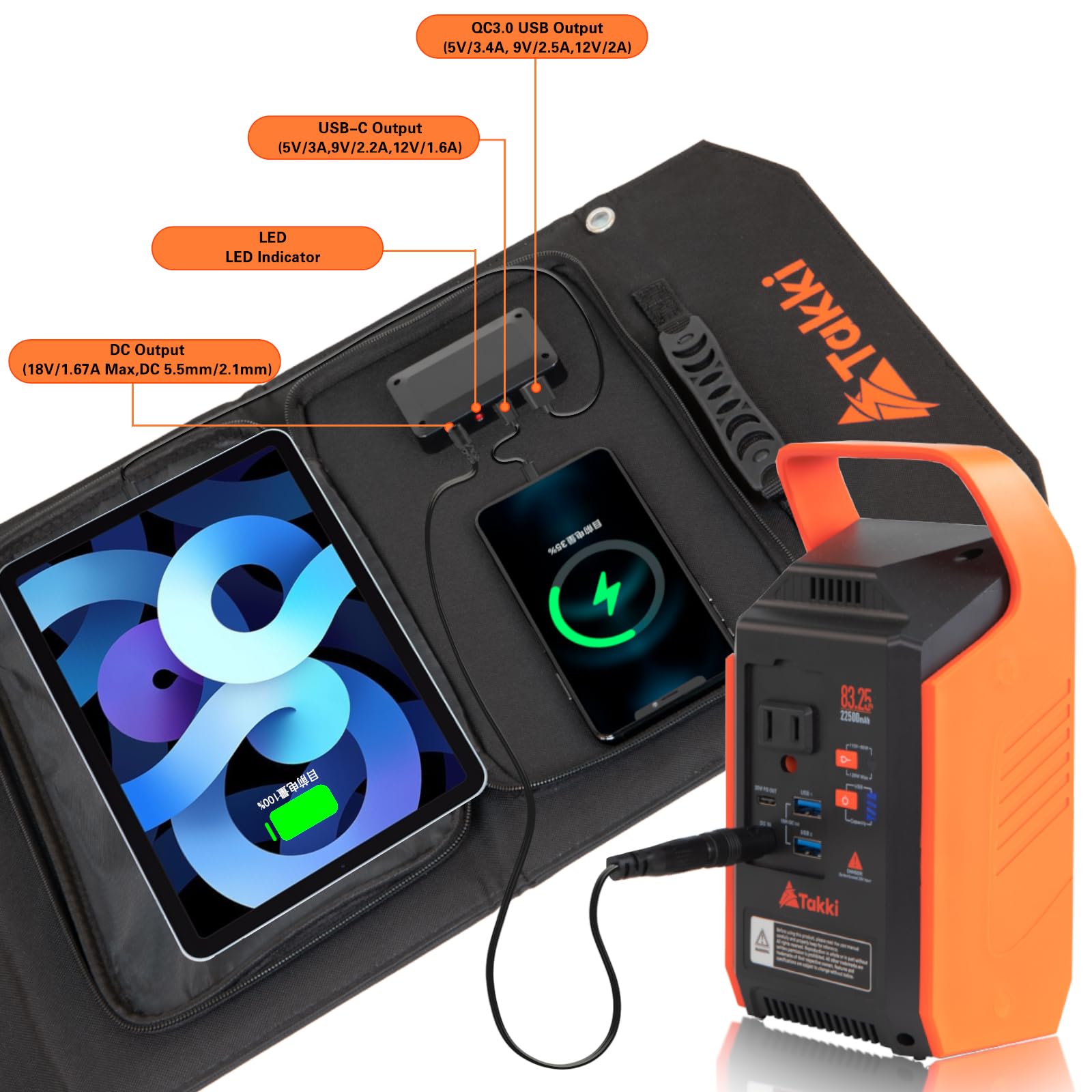 Takki 111Wh Portable Power Station with 30W Solar Panel Included for Camping Outdoor Laptop Emergency