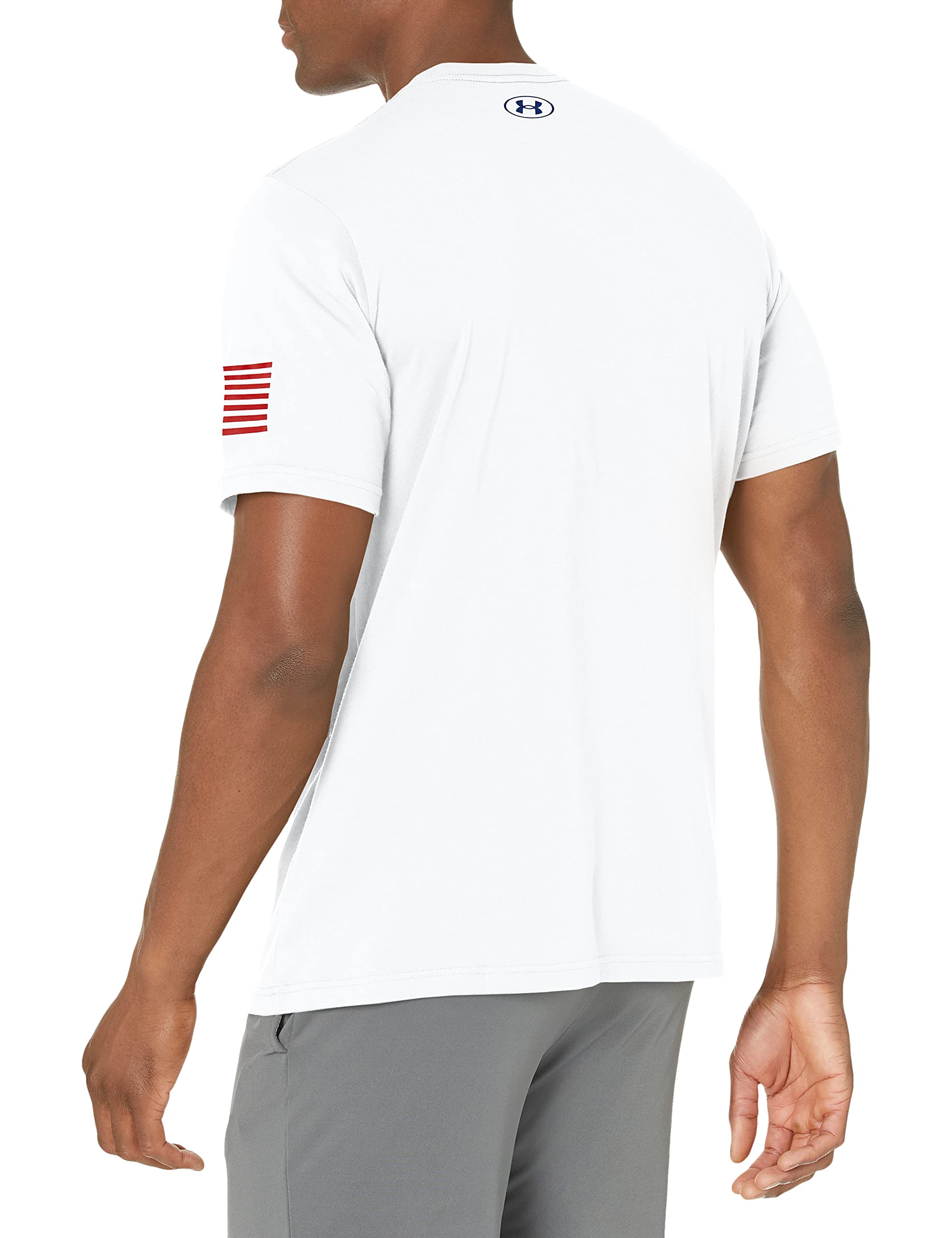 Under Armour Men's New Freedom Logo T-Shirt, White (100)/Royal, Large