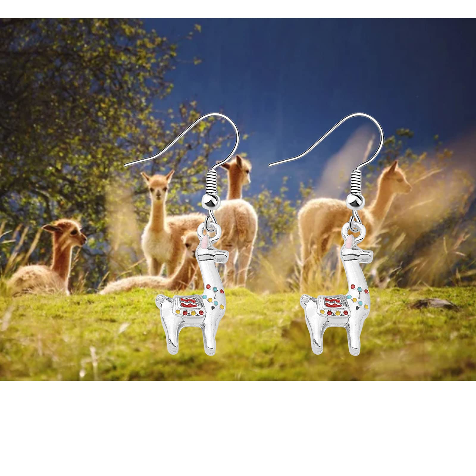 Tiny Llama Earrings Llama Lover Jewelry Alpaca Earrings Kawaii Alpaca Gift Animal Earrings Llama Jewelry (Llama Earrings)
