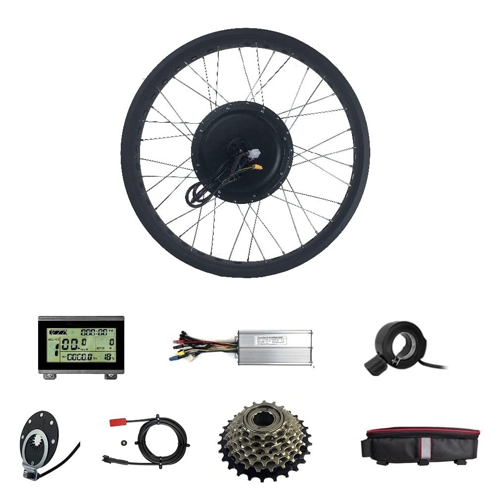 SCHUCK 48V 1000W Rear-Rotate kit, 20inch LCD3 Display, Black Wheels, Snowmobile Fat tire Bicycle Electric Modification kit