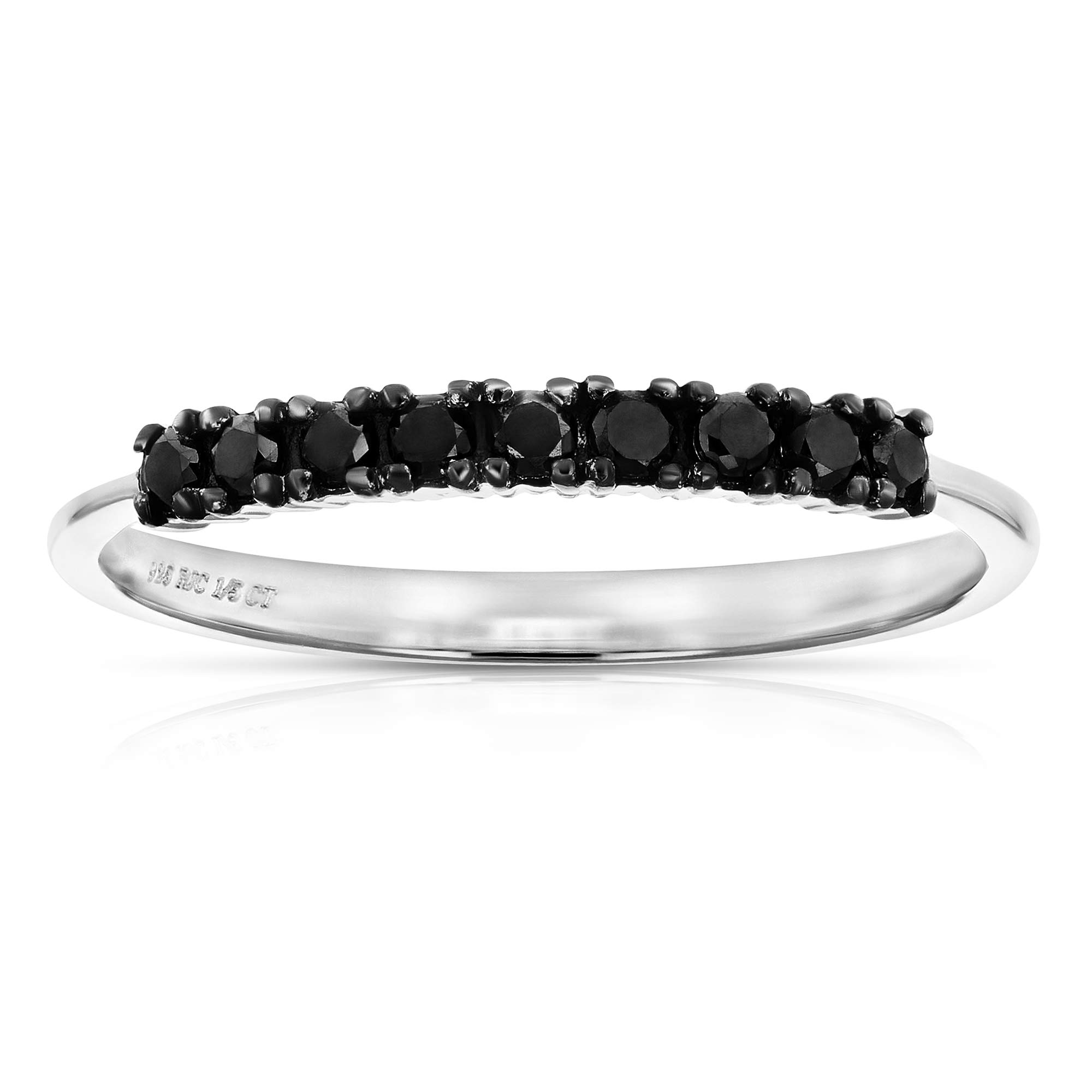 Vir Jewels 1/5 cttw Black Diamond Ring Wedding Band .925 Sterling Silver Bridal 9 Stones Size 7