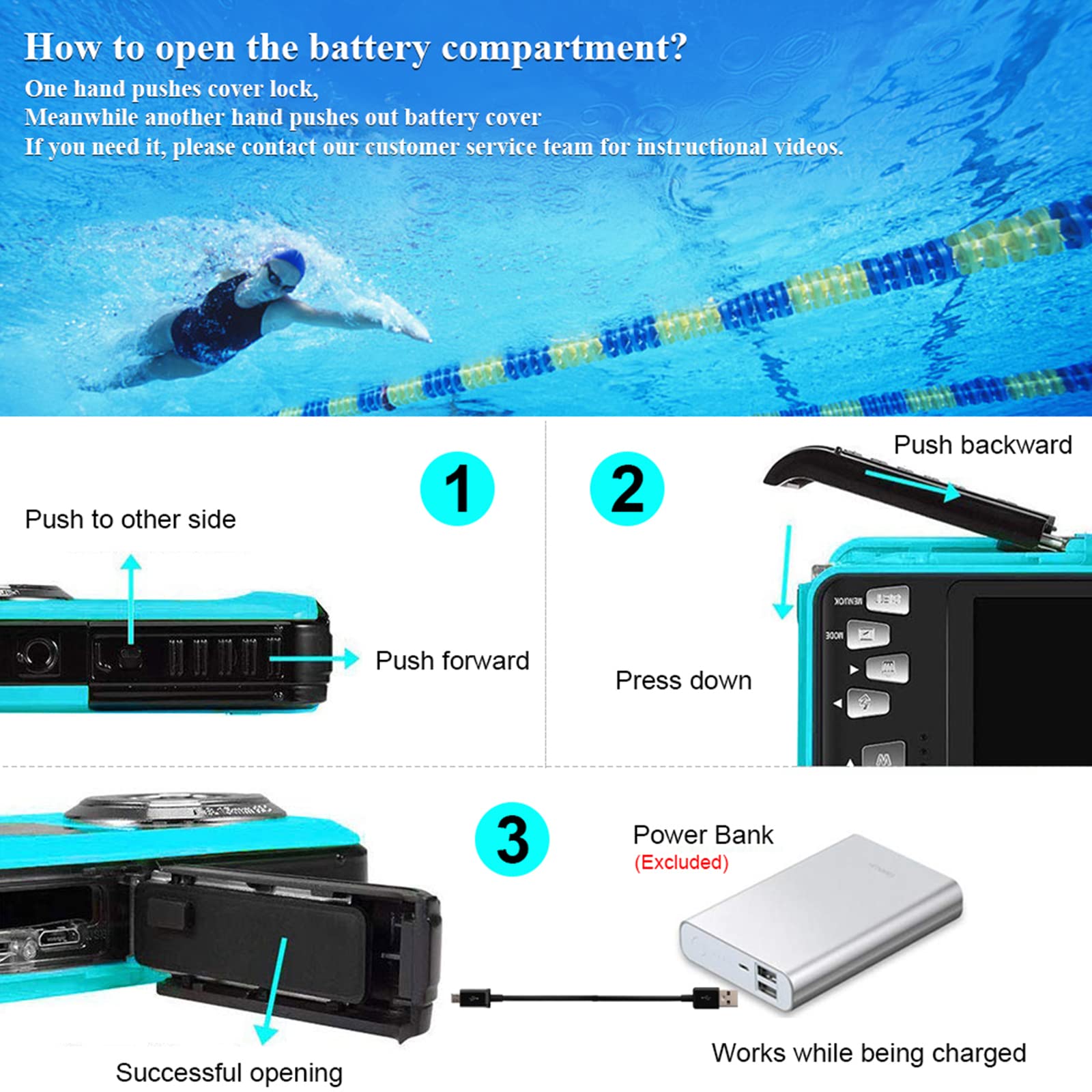 Underwater Camera Waterproof Camera 30 MP Full HD 1080P Video Recorder 16X Digital Zoom 10 FT Waterproof Digital Camera for Snorkeling
