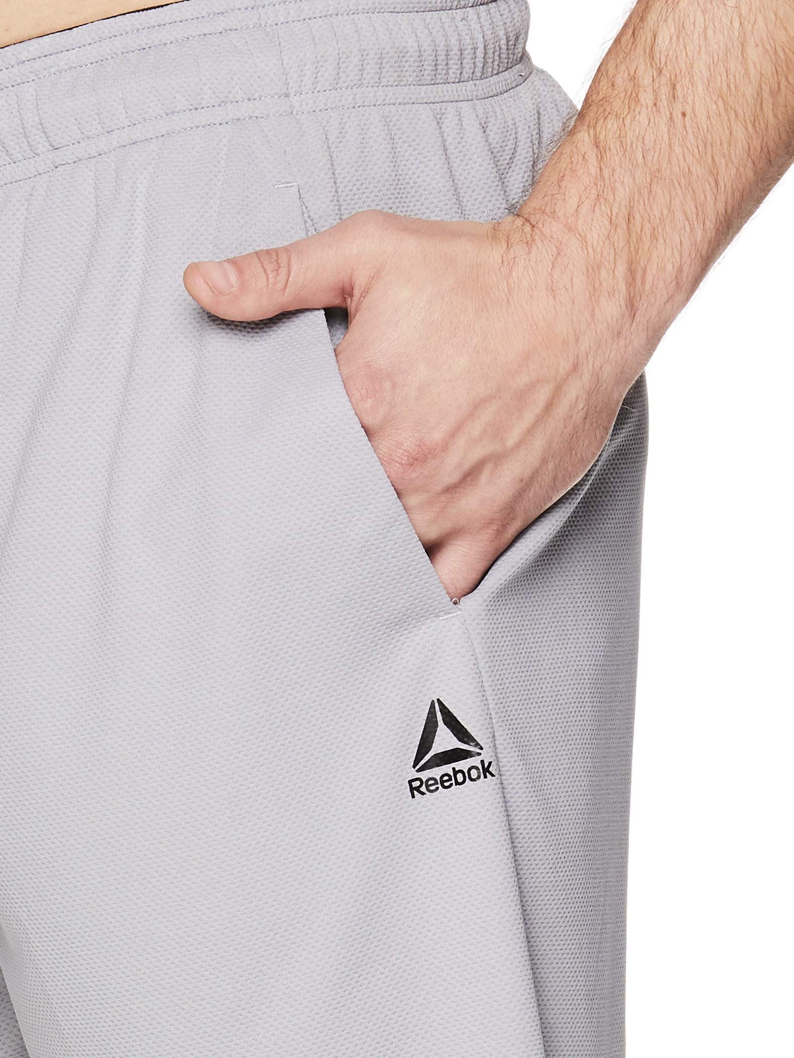 Reebok Men's Mesh Basketball Gym & Running Shorts w/Elastic Drawstring Waistband & Pockets - Bank Double Shot Sleet, Small