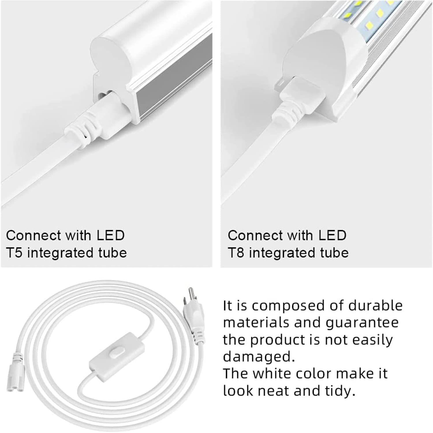 SHOPLED 5FT Plug Power Cord T5 T8 LED Tube Power Wire Cable with On/Off Switch 3 Prong PlugĀ for LED Shop Lights
