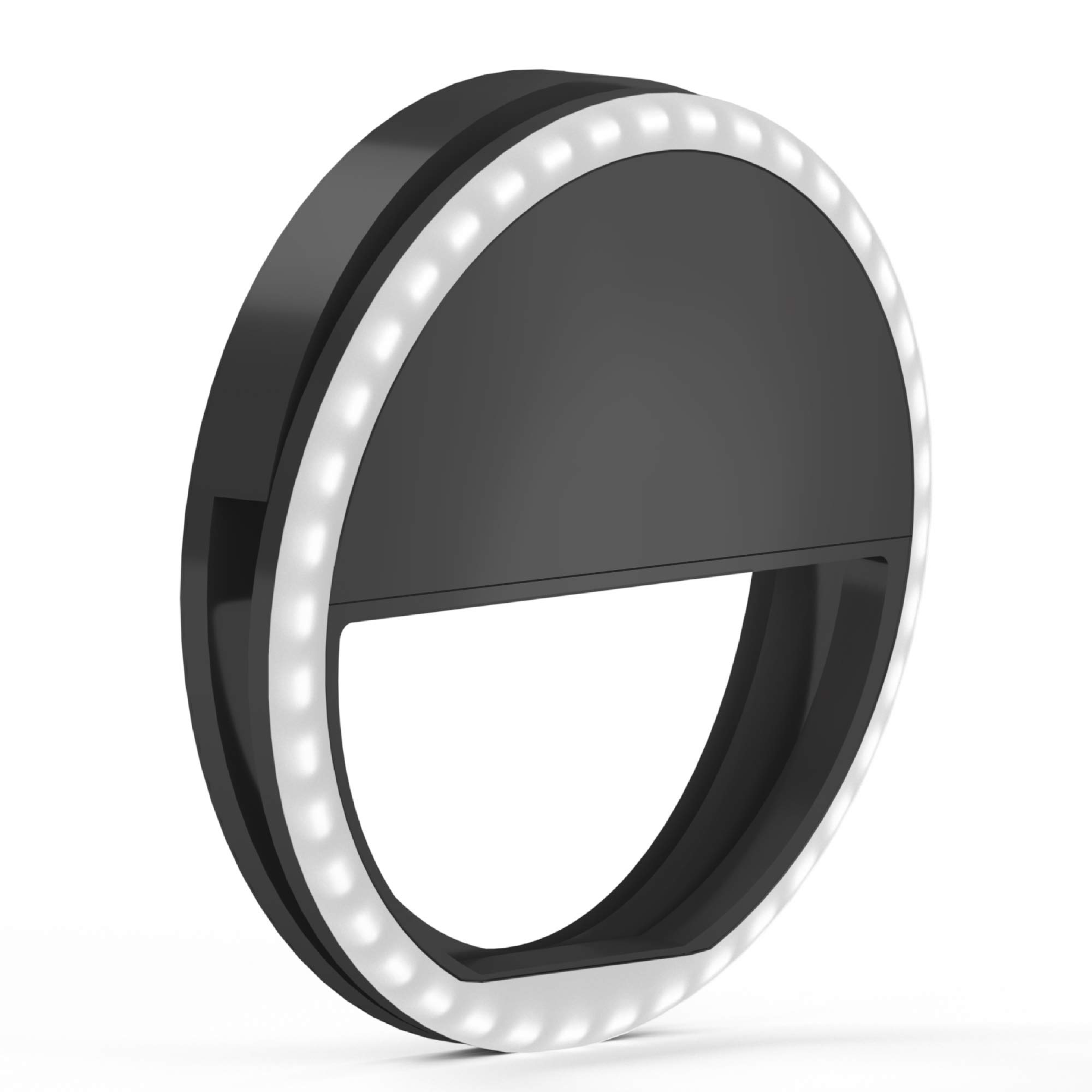 TALK WORKS Selfie Ring Light Compatible w/iPhone 15/15 Pro/15 Pro Max, 14/14 Plus/14 Pro/14 Pro Max, 13/Mini/Pro/Pro Max, Android, iPad, Laptop - Clip On LED Computer Webcam Video Lighting (Black)