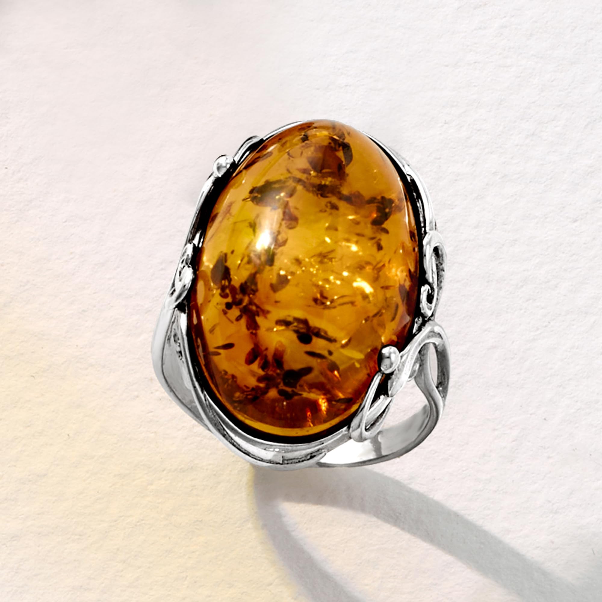 Ross-Simons Orange Amber Ring in Sterling Silver. Size 5