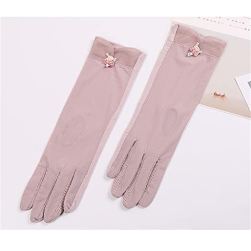 ZYKHD Summer Women's Driving and Cycling Gloves Hand Socks Hand Sleeve Sunshade Thin Ice Silk Lace Gloves (Color : B, Size : 31 * 17cm)