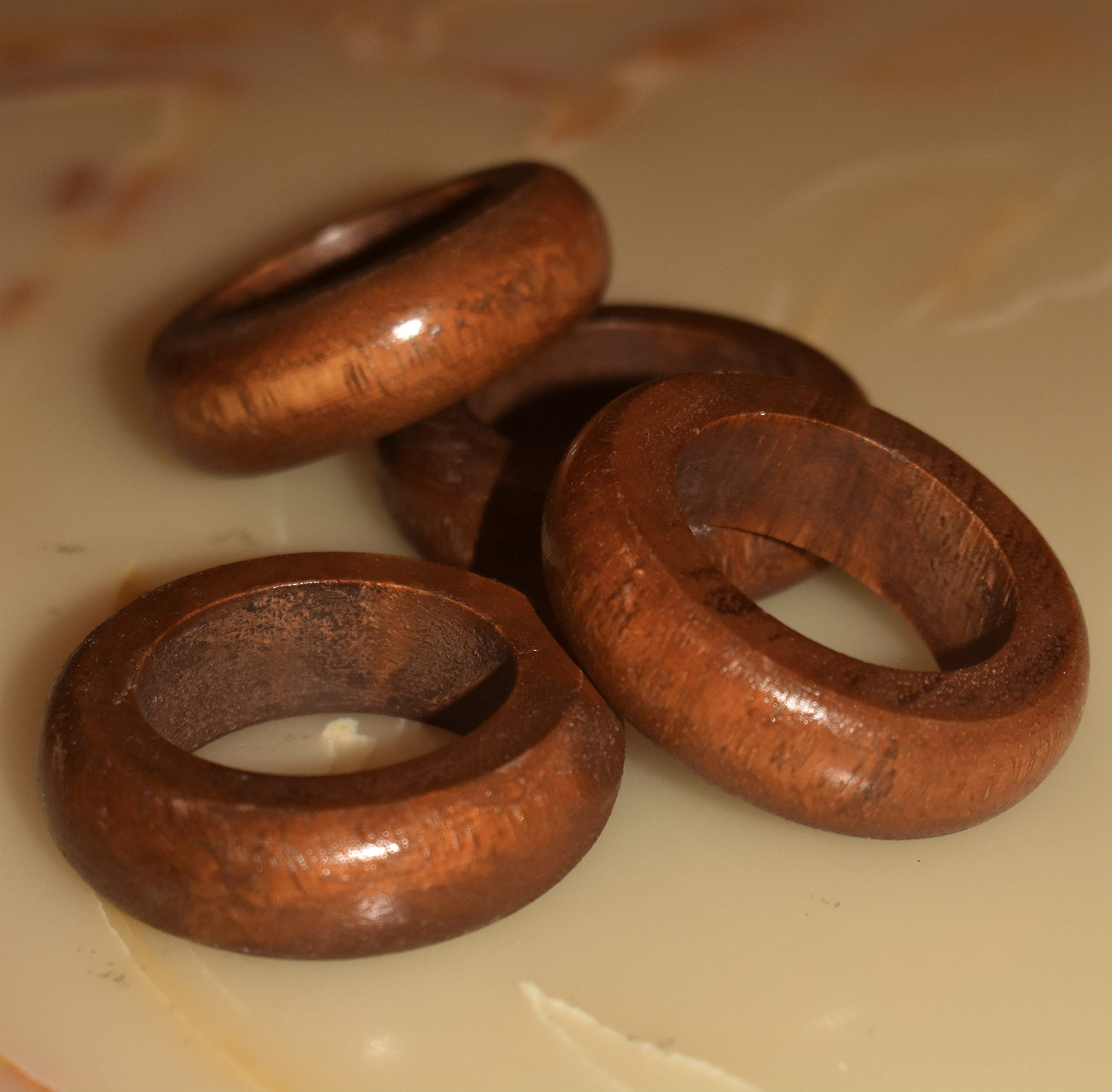 UNI_CRAFTS Handmade Wood Napkin Ring Set Dinner Table & Wedding Party Decoration (Brown, 6)
