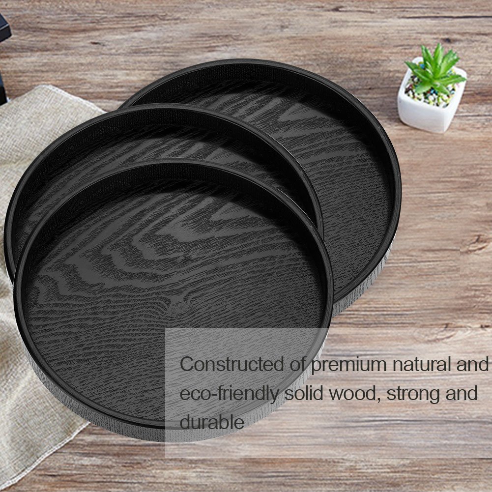 Wooden Serving Tray, Wood Tea Tray, Round Shape Wood Tea Coffee Snack Food Meals Serving Plate Restaurant Trays 21cm/24cm/27cm/30cm(21cm)