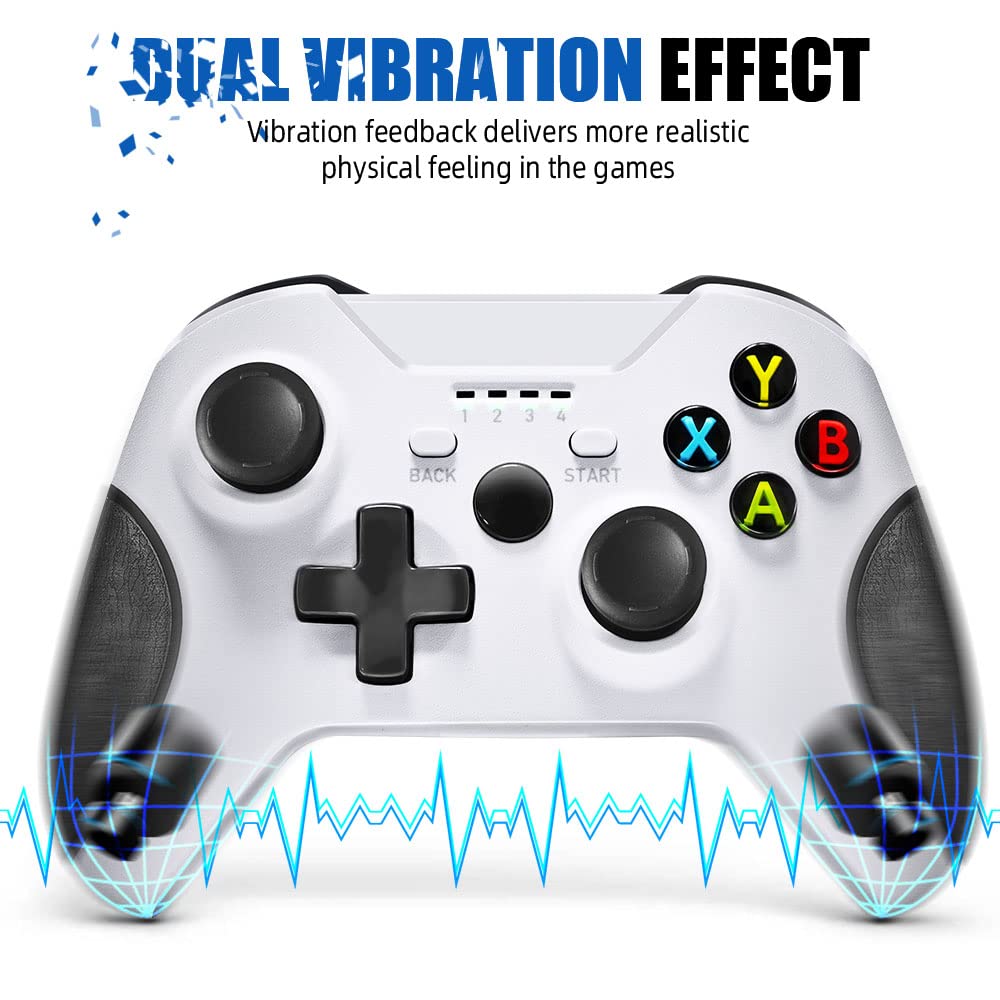 Wireless Controller for Xbox One, Moofahom Gamepad 2.4GHZ Game Controller Compatible with Xbox One/One S/One X/One Series X/S /Elite/PC Windows 7/8/10 with Built-in Dual Vibration(White)
