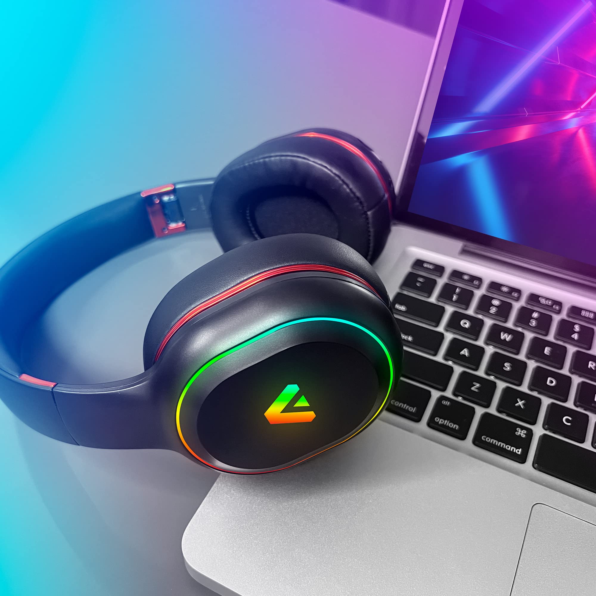 Wireless Gaming Headset, Bluetooth Gaming Headphones with Microphone Detachable Noise Canceling, 2.4GHz RGB Light for PS5 PS4 PC Phone Xbox Nintendo Switch (Black)