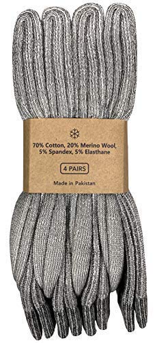 Yacht & Smith Wholesale Bulk Merino Wool Thermal Hiking Boot Socks, Mens Womans Kids (Mens/Assorted, 4) (Mens/Gray)