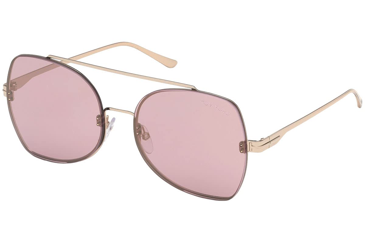 Tom Ford Scout TF 656 28Z Gold Metal Pilot Sunglasses Pink Lens