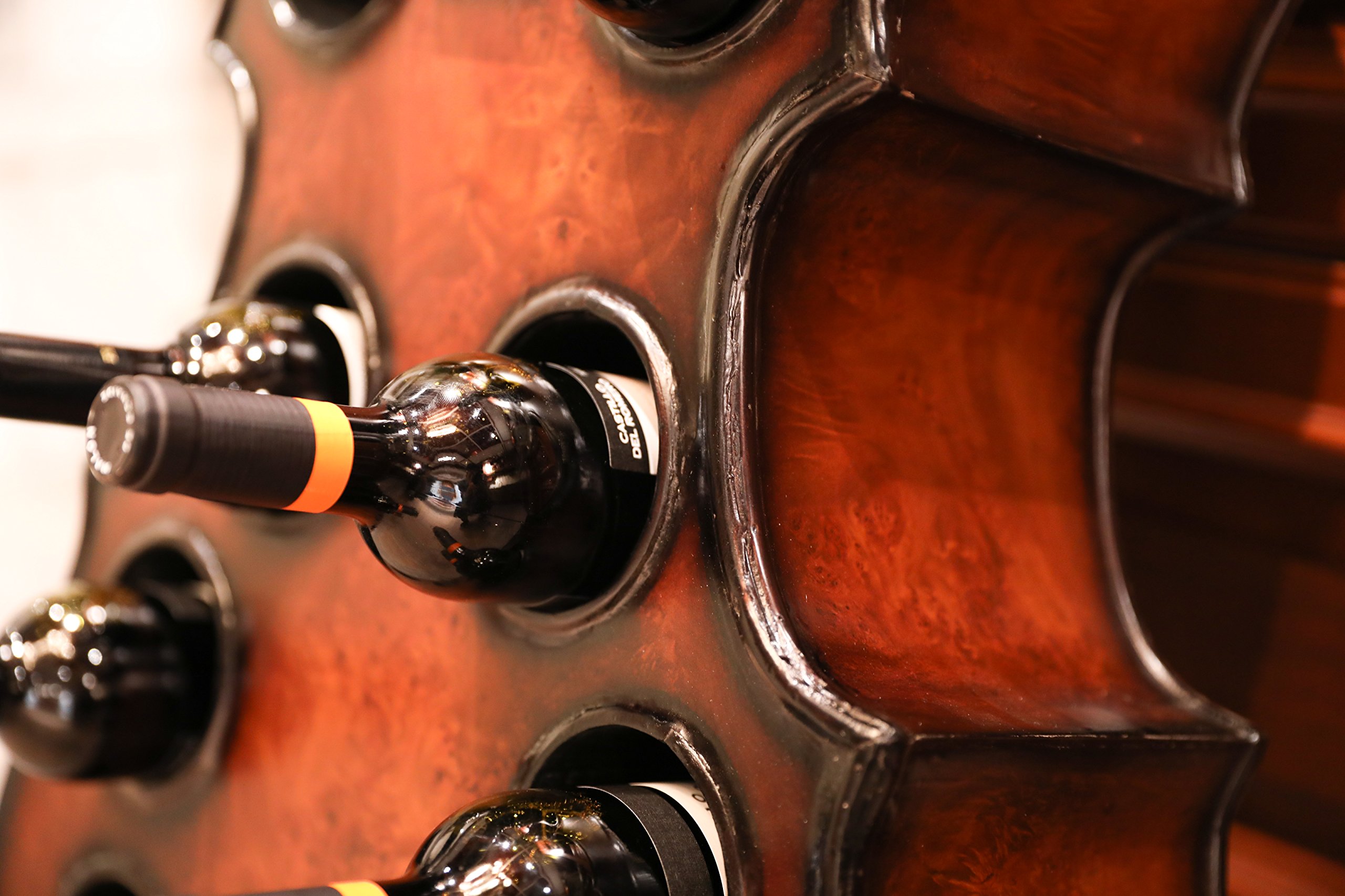 Wooden Violin Shaped Wine Rack, 10 Bottle Decorative Wine Holder