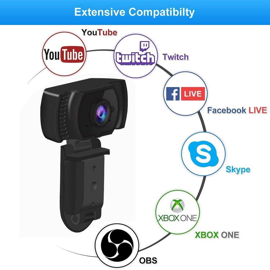 PC Cameras Webcam with Microphone, Computer Web Camera 1080p for Live Streaming, Gaming, Calling and Conferencing Flexible Rotatable,Red